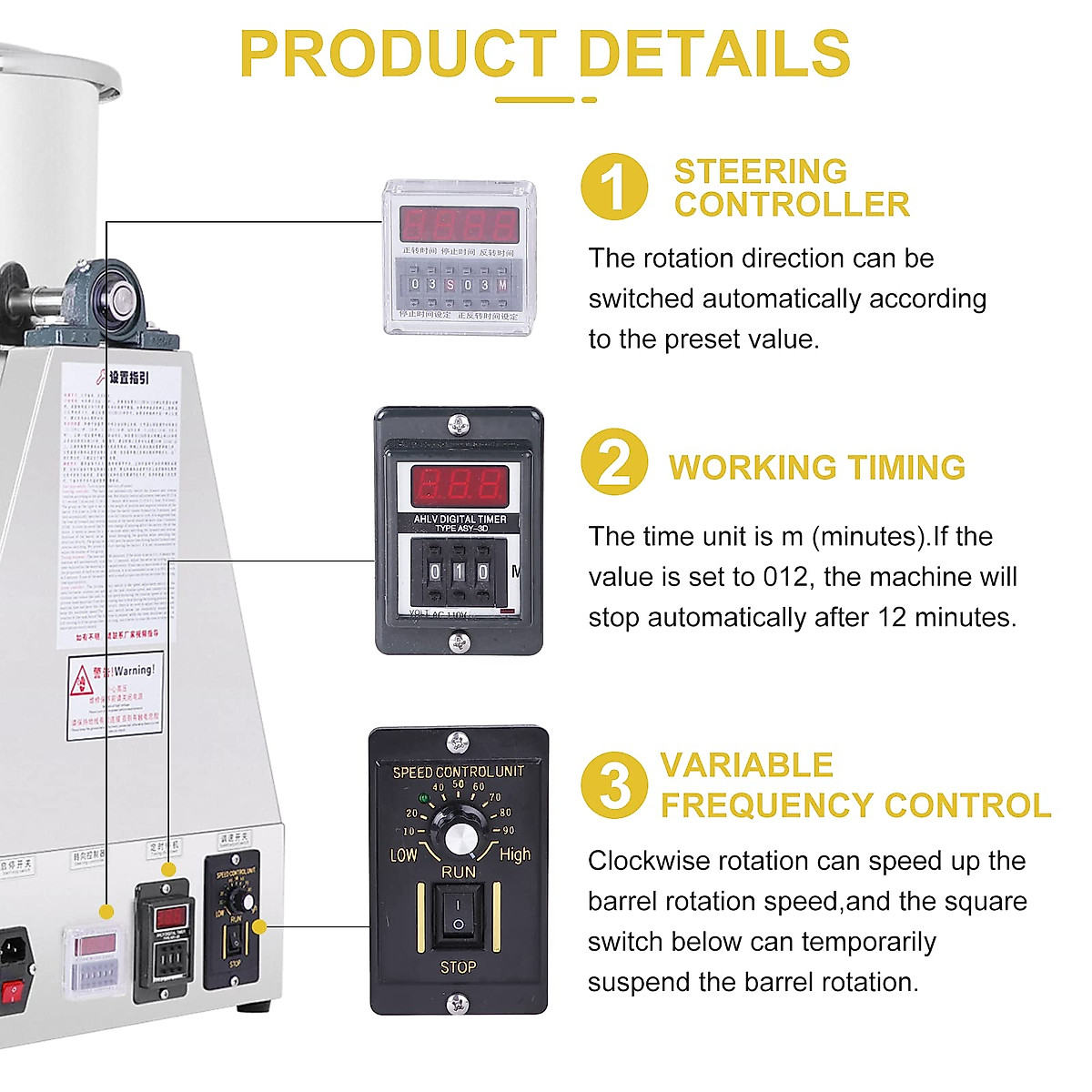 YUCHENGTECH 10L Lab Dry P-o-w-d-e-r Mixer Mixing Machine Particle Blender P-o-w-d-e-r Mixer Granual Blender for Food Chemical Medical 0-33 rpm (110V, 10L(2-5kg))