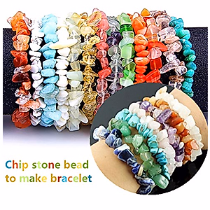 500pcs Natural Chip Stone Beads Multicolor 5mm to 8mm Irregular Gemstone Healing Crystal Loose Rocks Bead Hole Drilled DIY for Bracelet Necklace Earrings Jewelry Making Craft