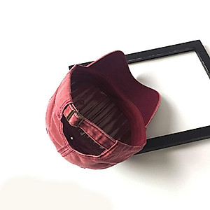 Unisex Vintage Washed Distressed Baseball Cap Twill Adjustable Dad Hat,C-burgundy,One Size