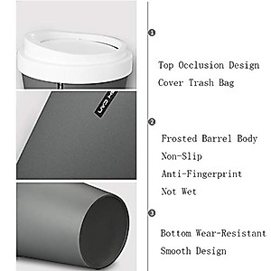 VREF Indoor Trash Can Wastebasket Household Coffee Cup Style Plastic Trash Can Living Room Kitchen Waste Bin Garbage Can (Color : Gray, Size : 32CM)