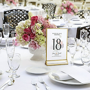 Smarpau Acrylic Signs 8 Pack Gold 5x7 Double Sided Vertical Photo Display Table Number Menu Holders