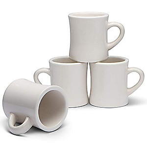 Serami Classic Cream White Diner Mugs for Coffee with 11oz Capacity, Set of 4