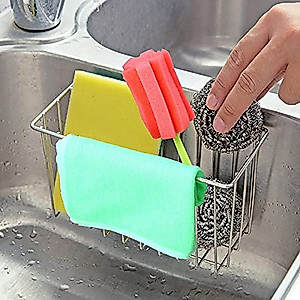 Kitchen Sponge Holder Brush Rack Sink Caddy Organizer Soap Dishwashing Liquid Drainer Stainless Steel Kitchen Tools