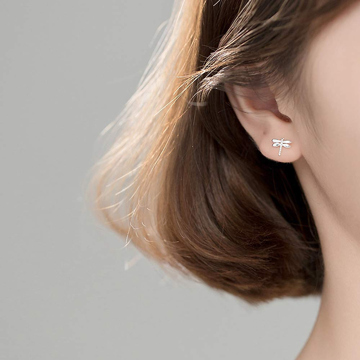 Dainty Dragonfly Tiny Stud Earrings S925 Sterling Silver for Women Girls Minimalist Insect Small Cartilage Earring Studs Jewelry Gifts Hypoallergenic