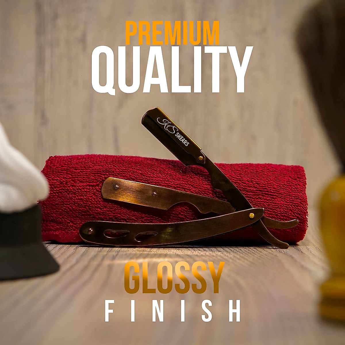 KS SHEARS Straight Razors For Men Kit - Mens Straight Razor Shaving Kit with 100-Pack Derby Platinum Blades, Barber Straight Razor with Safety Straight Razor Blades, Barber Razor For Men - Rose Gold