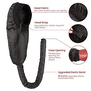 Bonnet Hooded Hair Dryer Attachment, Segbeauty Extra Large Adjustable Deep Conditioning Cap, Upgraded Drying Heat Cap with Elastic Strap for Natural Curly Textured Hair Care, Fast Drying, Styling