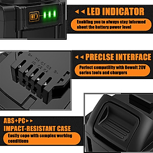 2Packs 6.0Ah Lithium-ion Replacement Battery Compatible with Dewalt 20V Max Battery DCB200 XR Series Cordless Power Tools