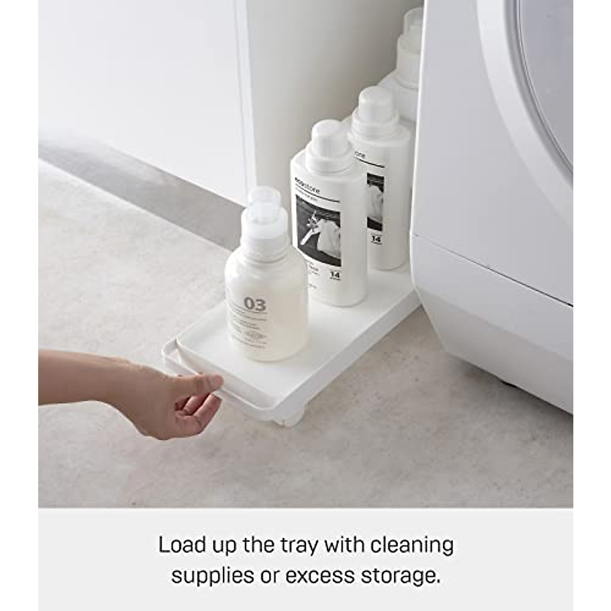 YAMAZAKI Home Rolling Cart Flat Dolly Wheels | Steel | Toilet Paper Stocker, One Size, White