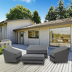 loriano Patio Furniture Covers 4 Piece, Outdoor Furniture Covers Waterproof, 600D Heavy Duty Lawn Patio Covers Set Grey-Black