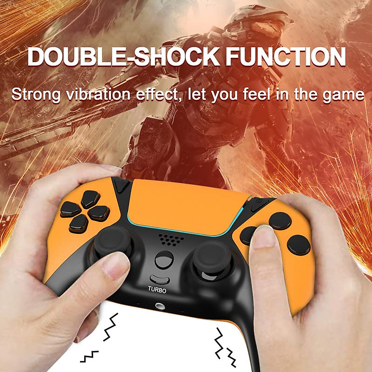 Ymir Control for PS4 Controller, TOPAD Elite Mando for Playstation 4 Controller with Turbo / 2 Back Paddles / 3D Joystick ,Scuf Pa4 Wireless Remote Compatible with PS4/Slim/Pro/Steam/PC Game,Orange