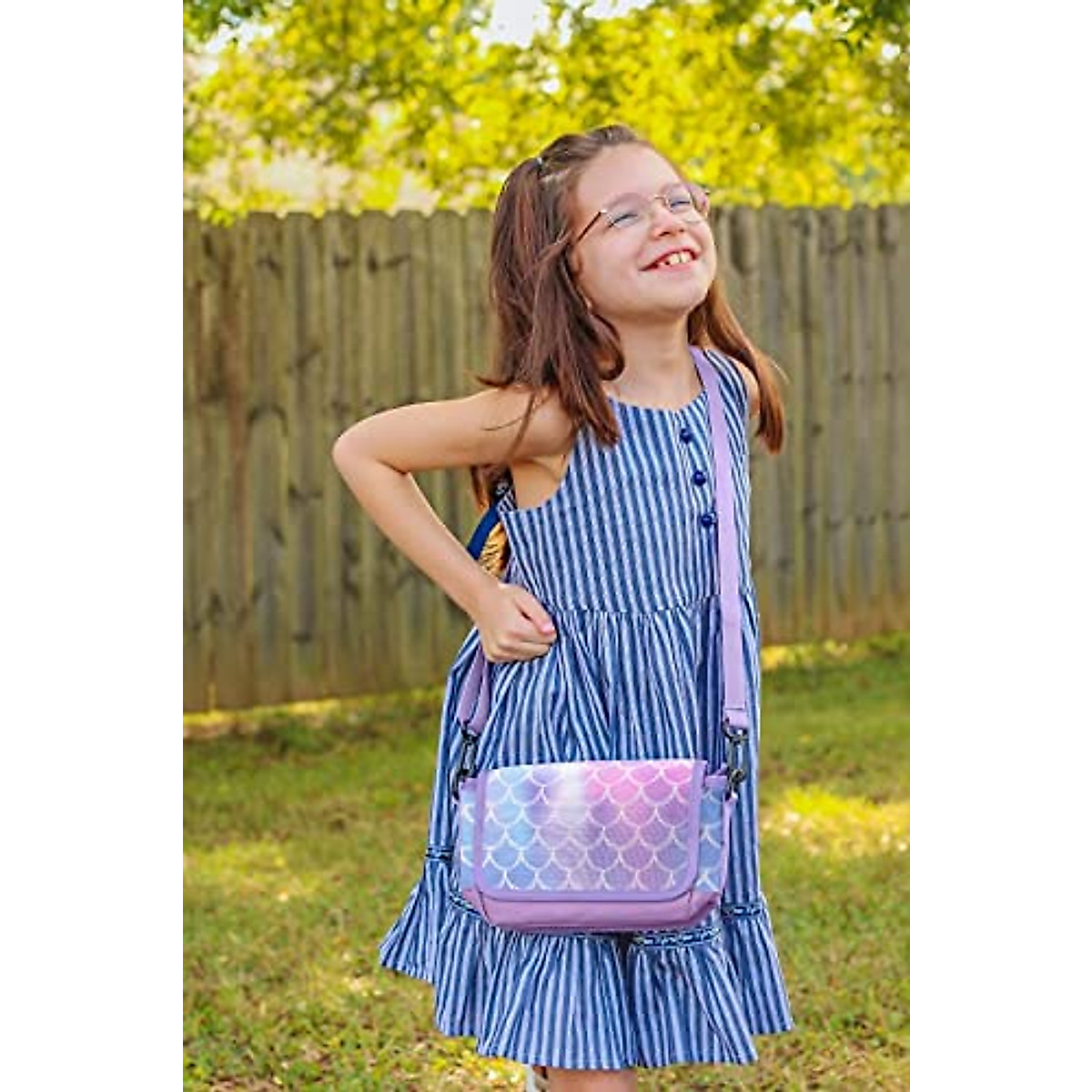 Choco Mocha Girls Crossbody Purse for Kids, Girls Messenger Bag for Little Girls Unicorn Mermaid Purse, Christmas Gift for Kids Girls, Navy
