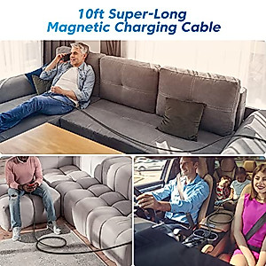 ODDADD Magnetic Charging Cable 3A Fast Charging[3Pack-10ft/10ft/10ft], 360° Rotating Magnetic Phone Charger Data Sync, Compatible with Micro USB, Type C, iProduct Devices