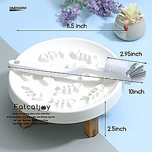 Fatcatjoy Cat Slow Feeder Bowl Ceramic Elevated Plate Cat Puzzle Feeder Improve Vomiting Dog Food Bowls Slow Feeder Easy to Clean(with Brush)