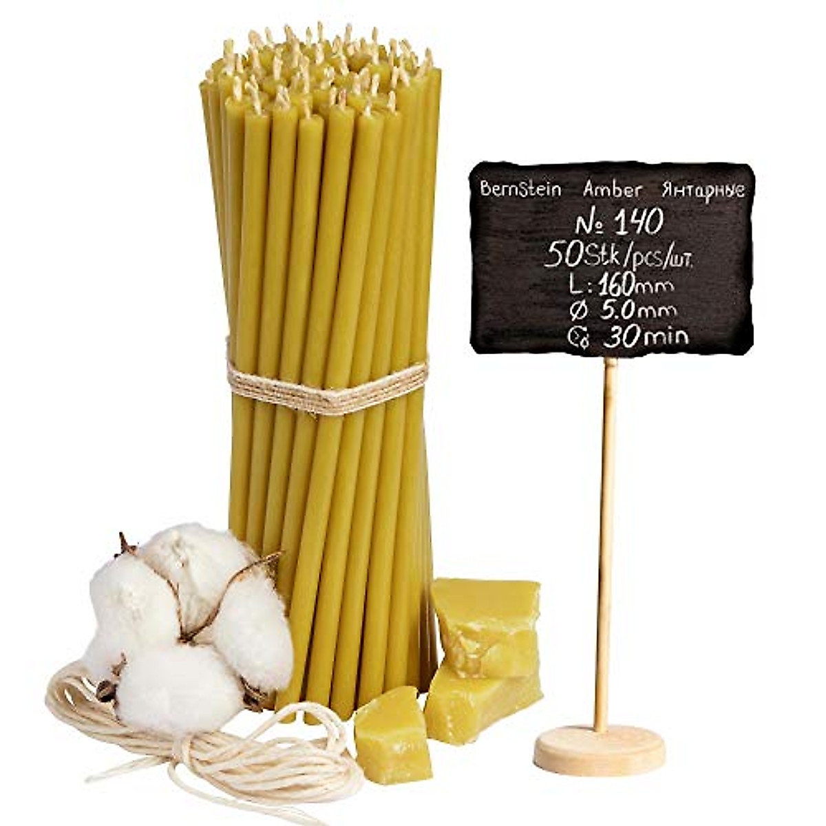 Diveevo Church Beeswax Candles - Amber 50 pcs.