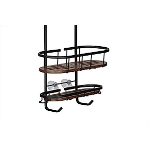 Utopia Alley Tia Rustproof Teak Overhead Shower Caddy with 3 Shelves - Decorative Shower Rack for Shampoo & Toiletries Storage, Hanging Shower Head Organizer - Black Finish