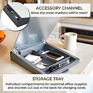 ECR4Kids MessageStor Dry-Erase Glass Board Memo Station, Desk Organizer, Waves