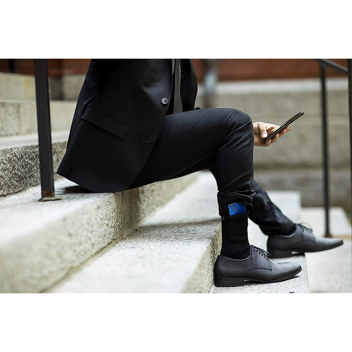 TCK Performance Zip Pocket Crew Socks, Stash & Dash (Black, Large)