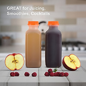 Empty Plastic Juice Bottles with Tamper Evident Caps 16 OZ - Smoothie Bottles - Ideal for Juices, Milk, Smoothies, Picnic's and even Meal Prep by EcoQuality Juice Containers (16 Ounce) (5)
