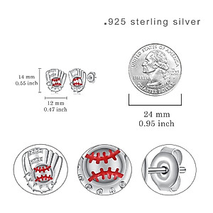 SVODEA Baseball Gloves Earrings for Women,925 Sterling Silver Baseball Stud Earrings,Sports Jewelry Gifts for Women