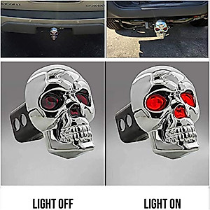 Light-Up Red Eye Skull Trailer Hitch Receiver Cover Brake Tail fits 2" or 1-1/4" Hitches w/4-pole Plug