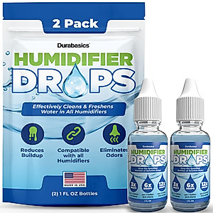 [2 Pack] Humidifier Drops for Cleaning - Food Grade Humidifier Cleaner Slows Buildup & Scaling - Cleans & Deodorizes Water - Suitable for All Humidifier Models - 200+ Day Supply - Made in USA
