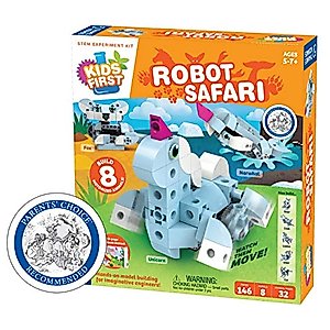 Thames & Kosmos Kids First: Robot Safari - Introduction to Motorized Machines Science Experiment Kit for Ages 5 to 7, Build 8 Robotic Animals Including A Unicorn, Llama, Narwhal & More