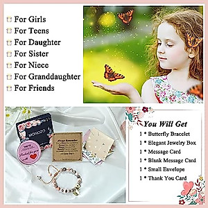 MONOZO Jewelry Gifts for Women Trendy, Women Jewelry Gold Heart Initial M Butterfly Bracelets for Her Birthday Gifts Valentines Day Christmas Jewelry Gifts for Women Natural Stone Bracelets Gifts