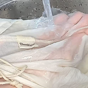 2 Pack Nut Milk Bag - Extra Large 14” X 14” 100% Unbleached Organic Cotton Cheesecloth Bags for Straining Cheese | Tea | Yogurt | Juice | Wine | Soup | Herbs, All Purpose Food Strainer w/Drawstring