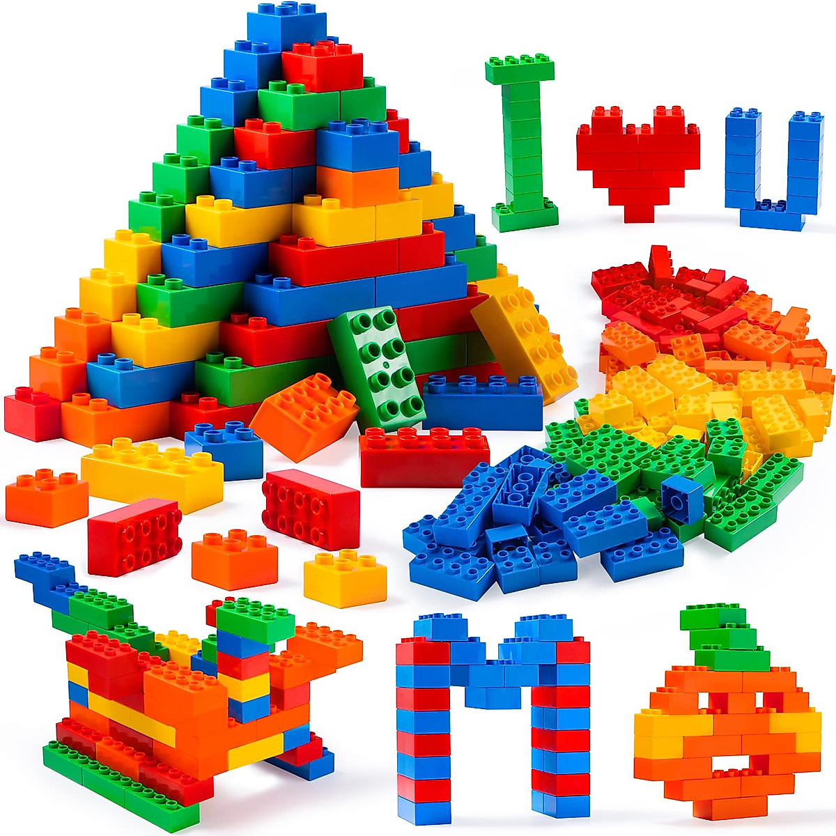 JOYIN 100 Pcs Building Blocks, Building Bricks, Toddler Classic Basic Big Duplicate Blocks, 50 Square and 50 Rectangle Toys Set for Ages 2 3 4 5 Year Old Boys Girls Christmas Birthday Gift
