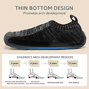STQ Toddler Shoes for Boys Slip on Sneakers Kids School Tennis Sock Shoes Black Grey Size 5 Toddler
