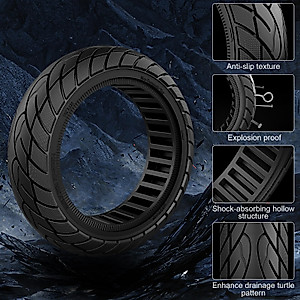 Cooryda 10x2.125 Solid Tire,10 inch Solid Rubber Tires 10x2.125 Solid Electric Scooter Tire Tubeless Front or Rear Replacement Solid Rubber Wheels for Electric Scooter 2pc Black