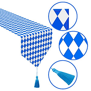 Wehhbtye 2 Pack Oktoberfest Table Runner -12 x71 Table Runner Oktoberfest Decorations with Tassels -Table Runner Dresser Scarves for Table Dinner Holiday Party (Oktoberfest Diamond, 2)