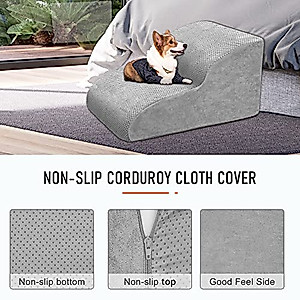 Dog Stairs for Small Dogs, High Density Foam Dog Ramp, Extra Wide Non-Slip Pet Steps for High Beds Or Couch, Soft Foam Doggie Ladder for Dogs Injured, Older Pets, Small Cats