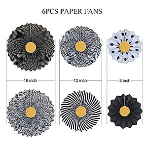 Retirement Party Decorations Supplies, Black and Gold Happy Retirement Banner, Folding Paper Fans, Sparkling Star Garlands, Star Shape Foil Balloons