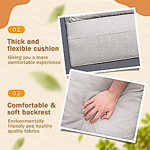 Greesum 4 Piece Furniture Patio Lounge Conversation Set Solid Wood Armrest & Table Top Anti-Drop Thick Waterproof Cushion, Beige