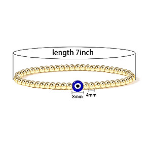 Evil Eye Luck Gold Beaded Protection Mal De Ojo Blue Eye bracelets For Women Gifts For Bestfriends, Mother, Family Members, Siblings, Sister（5pcs)