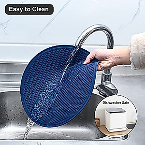 Silicone Trivet Mat Set of 2-Hot Pot Holder-Extra Large Round Trivets for Hot Pots and Pans, Diameter 11.81 Inches Microwave Use Mat, Multifunction Mat, Durable Pot Coaster Kitchen Mats Dark Gray