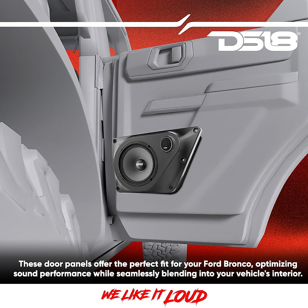DS18 BRO-BD-LR Speakers Panels for Ford Bronco 6th Gen 4 Door - Back Doors Speakers and Tweeter Panels - Fits 2X 6.5 Speakers and 2X 2.3 Tweeters - Pair (Left & Right)