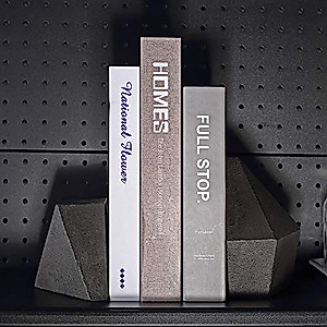 Decorative Bookends , Heavy Duty Cast Iron , Art Shelf Decor , Geometry Abstract Theme (Black) by Ambipolar