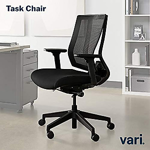 Vari Task Chair (VariDesk) - Adjustable Office Chair with Armrests and Rolling Casters - Use as a Gaming Chair, Desk Chair, Computer Chair, or Ergonomic Office Chair - Easy to Assemble (Black)