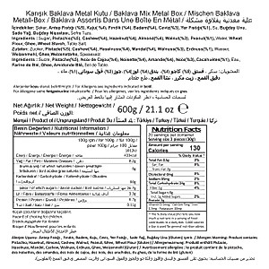 Cerez Pazari Baklava Pastry Gift Box Halal Snacks 1.32lbs ℮ Apprx.45-48 pcs | Turkish Dessert Ideal for Fathers Day Gift