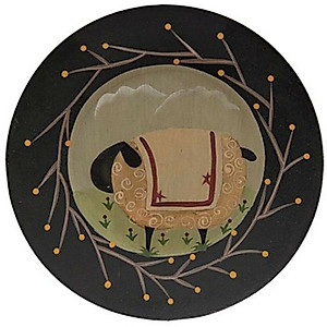 Farmyard Friends Primitive Sheep Wooden Plate Farmhouse Country 9.75 Inch home and garden