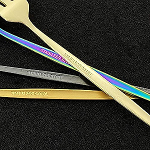 Uniturcky Red Gold Cake Serving Set, Stainless Steel Titanium Gold Plating Cake Server, Cake Fork, Dessert Spoon For Birthday, Wedding, Gift for Birthday, Gift Wedding and Parties 5pcs 4.94"