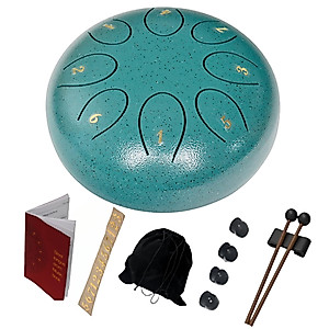 REGIS Steel Tongue Drum 6 inch 8 Notes Musical Percussion Instrument, Rain Drum for Outside - Musician Gift for Family and Friends(malachite)