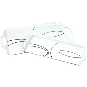 Corelle Coordinates Rectangular and Tidbit Serving Tray Set, White, Simple Lines
