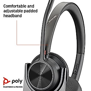 Poly - Voyager 4320 UC Wireless Headset + Charge Stand (Plantronics) - Headphones with Boom Mic - Connect to PC/Mac via USB-C Bluetooth Adapter, Cell Phone via Bluetooth - Works with Teams, Zoom &More