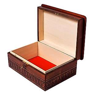 Artisan Owl Polish Heritage Handmade Extra-Large Elegant Slightly Rounded 10 1/2" Wooden Box with Lock and Key for Keepsakes, Love Letters, Jewelry, and Specialty Items