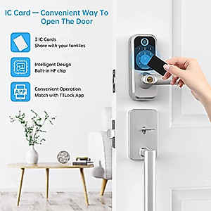 Smart Lock SMONET 5-in-1 Keyless Entry Fingerprint Door Lock, Bluetooth Lock with Reversible Handle, Unlock via Key, IC Card, Fingerprint, Passcode, App for Home, Hotel, Office