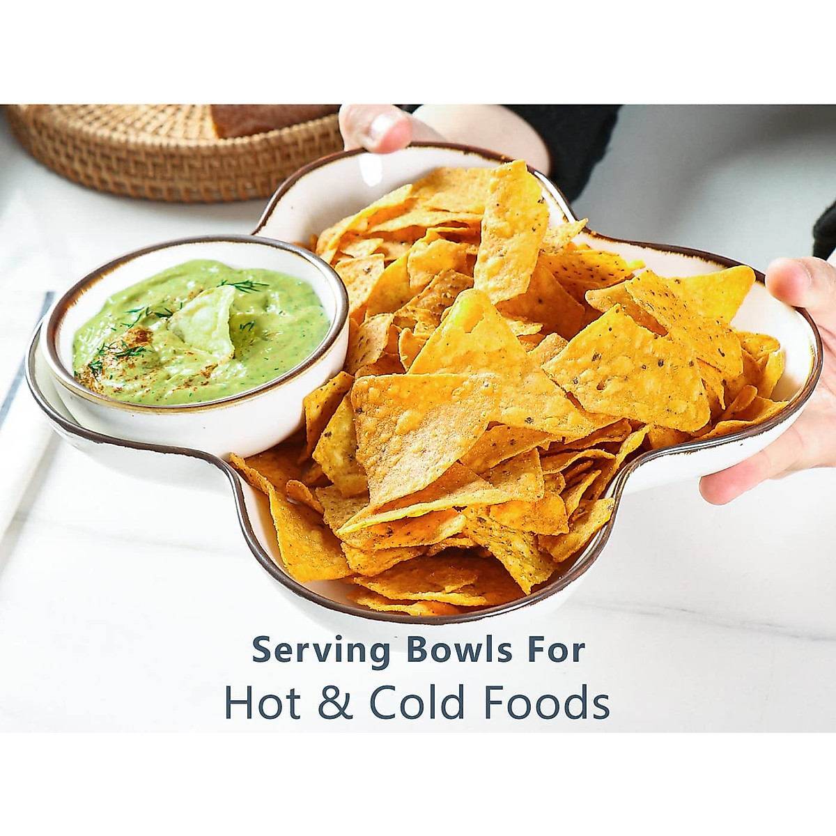 ONEMORE Chip and Dip Serving Set, Olive Tray Bundle