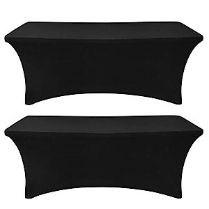 SEPARO - 2Pack, 6FT Spandex Table Cover Fitted Rectangular Tablecloth Stretchable Fabric Lycra Tablecloth 6 ft Wrinkle-Free for Party Dj Tradeshows Banquet Weddings Cocktail, 2 Pcs